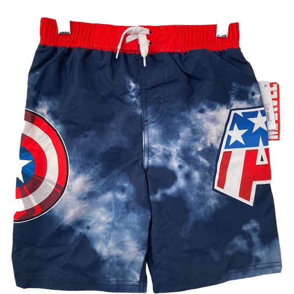 Marvel | Swim | Marvel Captain America Swim Trunks Boys Size Small Red ...